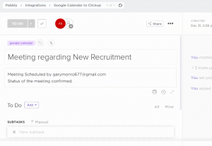 How to Create ClickUp Task from New Google Calendar Event | Pabbly